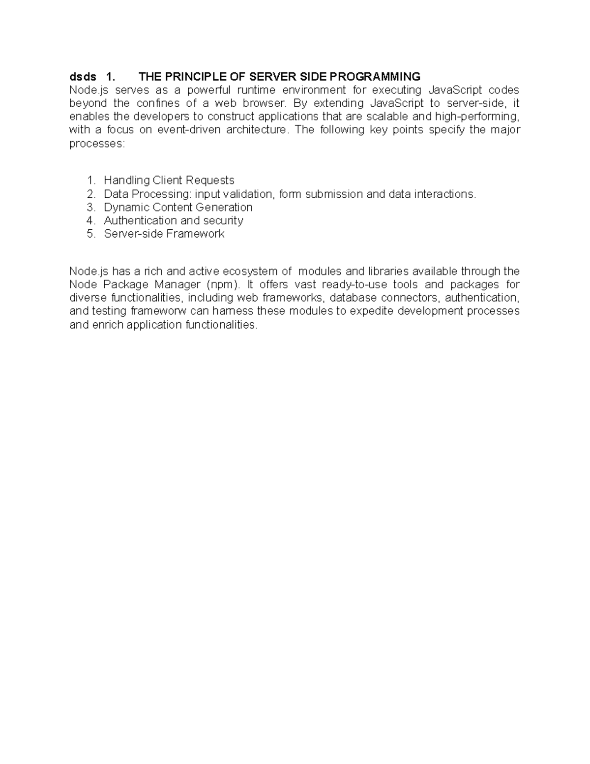 Dad - weqe - dsds 1. THE PRINCIPLE OF SERVER SIDE PROGRAMMING Node ...