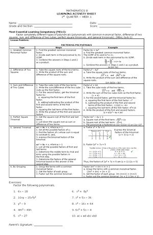 Inbound 3320537710993813924 - MATHEMATICS 8 LEARNING ACTIVITY SHEET 1 ...