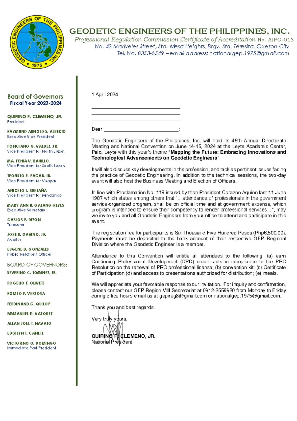 Natcon 2024 Invitation Letter for Government Blank - GEODETIC ENGINEERS ...