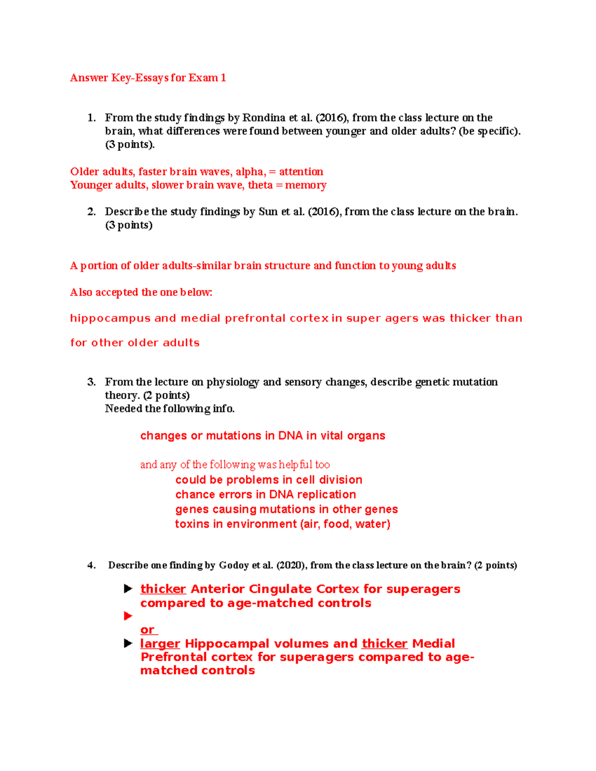 Answer Keyshortanswerexam 1psyc405docx - Answer Key-Essays for Exam 1 ...
