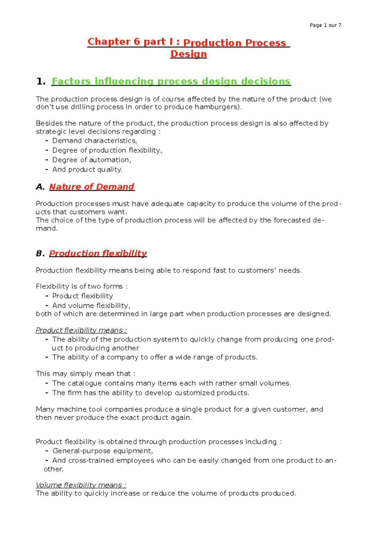 Prod. layout ch.6 - Chapter 6 part I : Production Process Design 1 ...