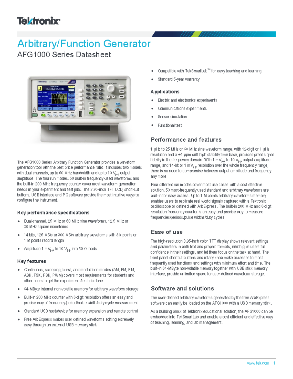 AFG1000 Generador señales 75W601 - Arbitrary/Function Generator AFG1000 ...