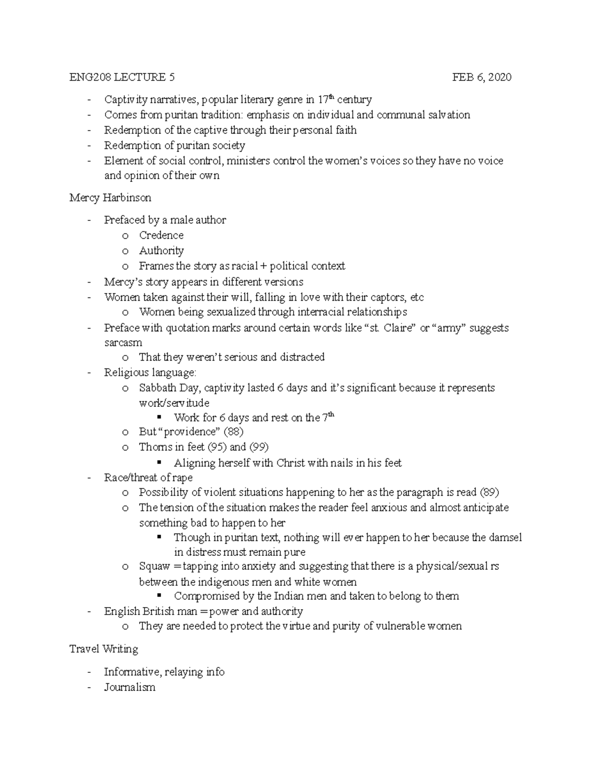 ENG208 Lecture 5 - winter 2020 - ENG208 LECTURE 5 FEB 6, 2020 Captivity ...