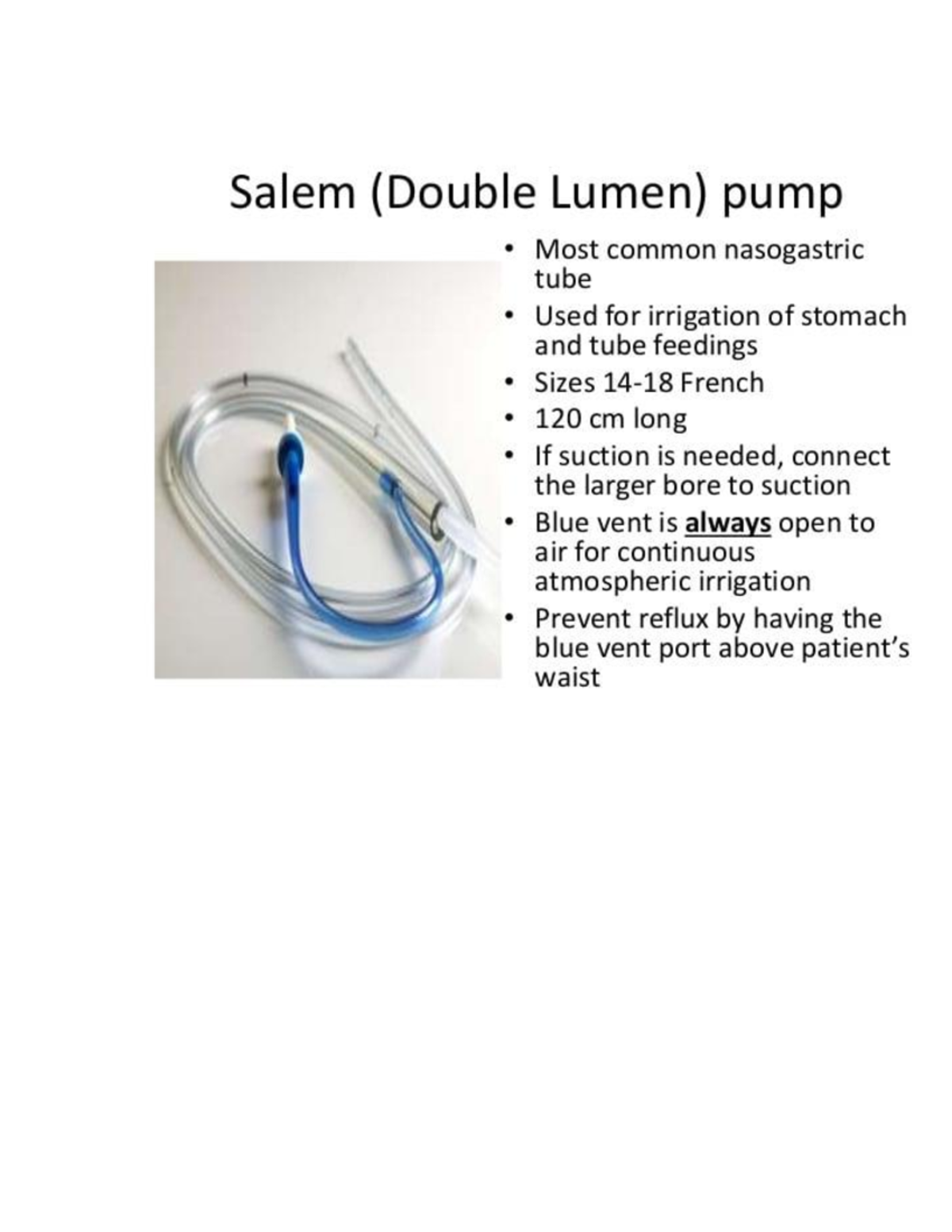 Nasogastric Tube - Practice notes - Salem (Double Lumen) pump Most ...