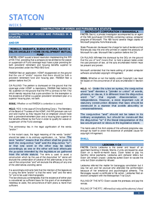 W2 Statcon Case-Digests Aug-29 - G. No. L- 26100 February 28, 1969 CITY OF BAGUlO, REFORESTATION ...