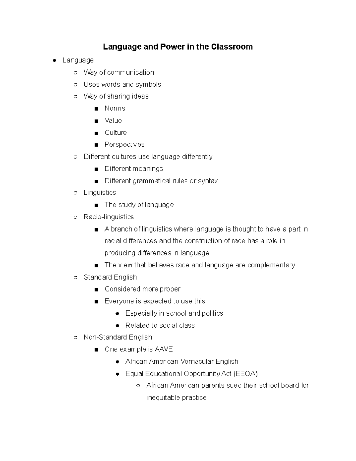 Language and Power in the Classroom - Studocu