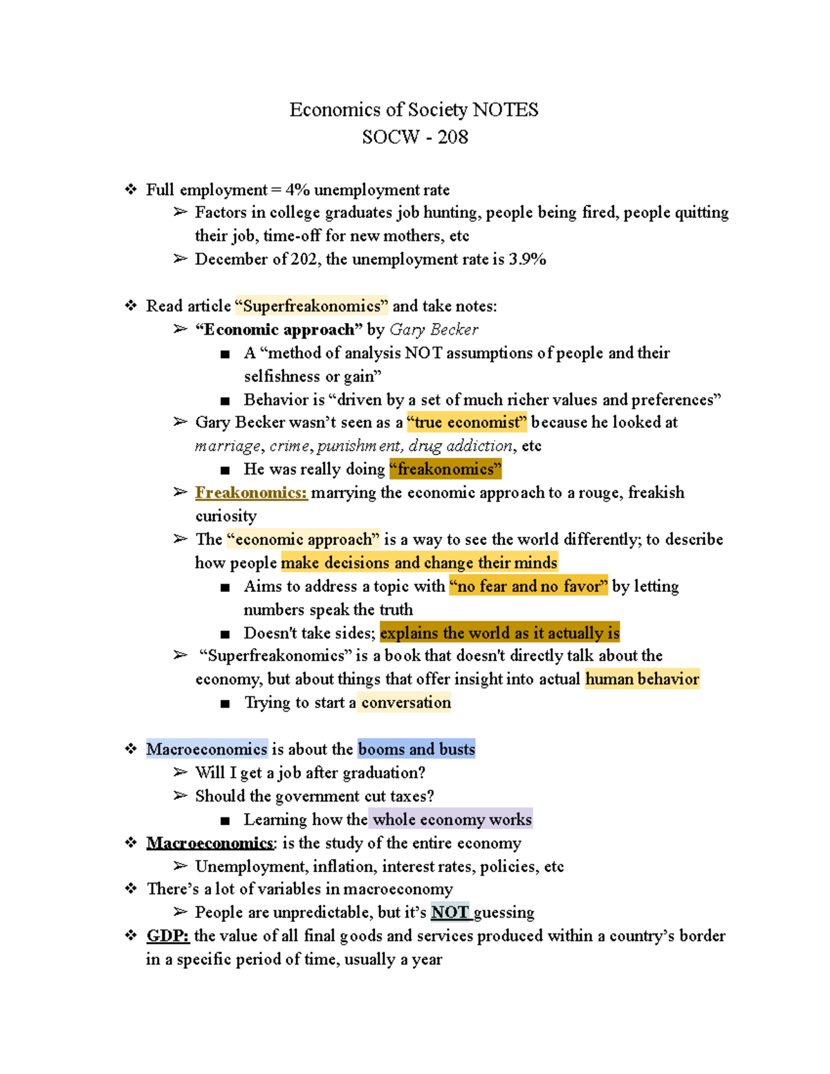 Macroeconomics: Introduction Notes - Economics of Society NOTES SOCW ...