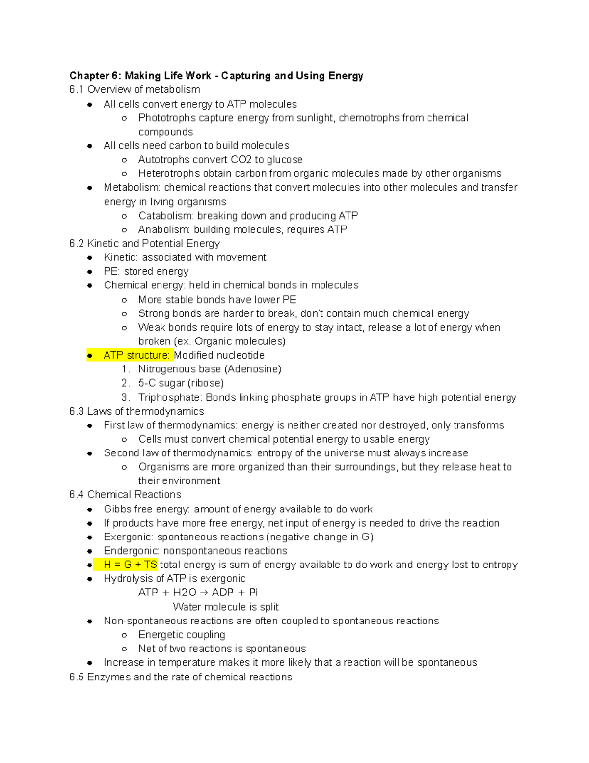 Chapter 6 Capturing and Using Energy - Chapter 6: Making Life Work ...
