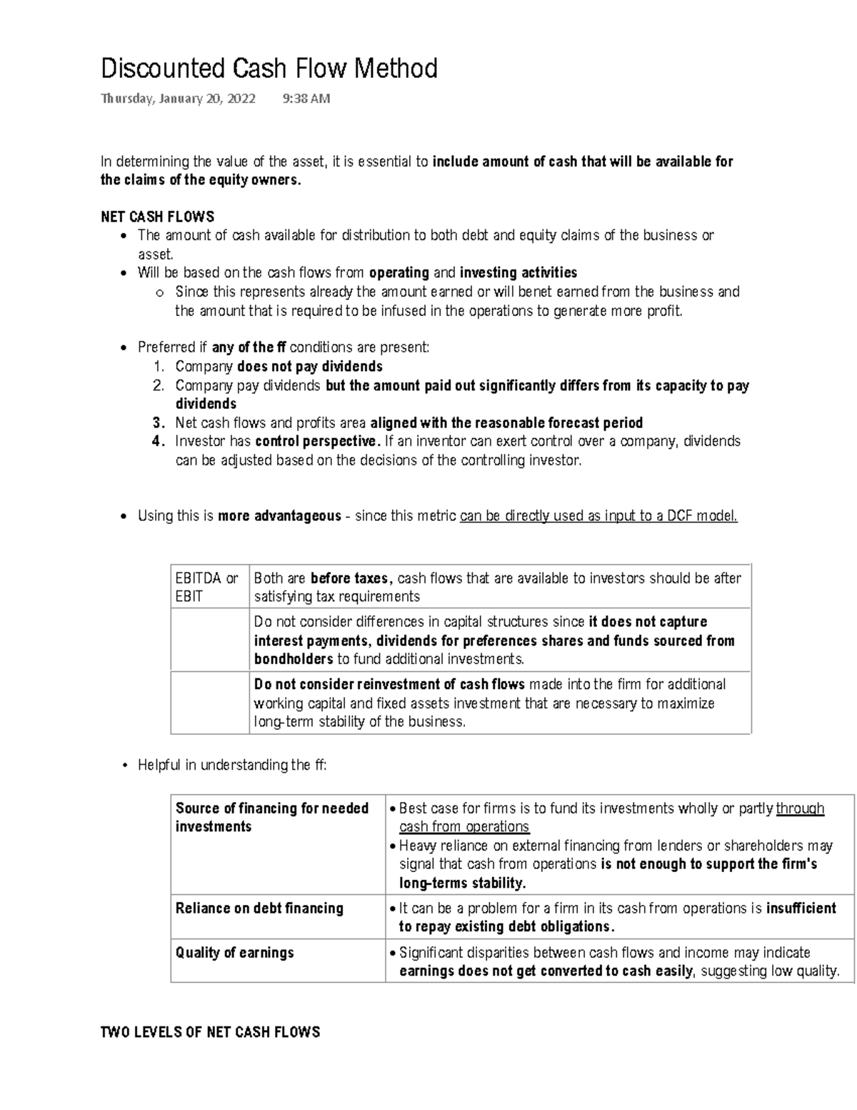Discounted Cash Flow Method - In determining the value of the asset, it ...