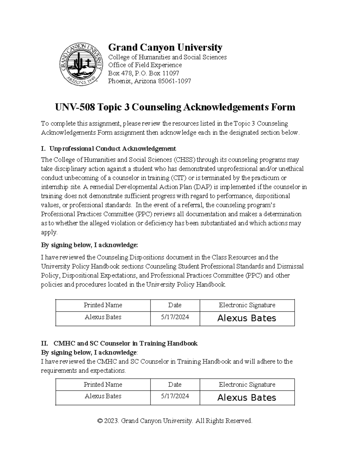 Integrative Counseling Course: Clinical Assignments and Applied ...