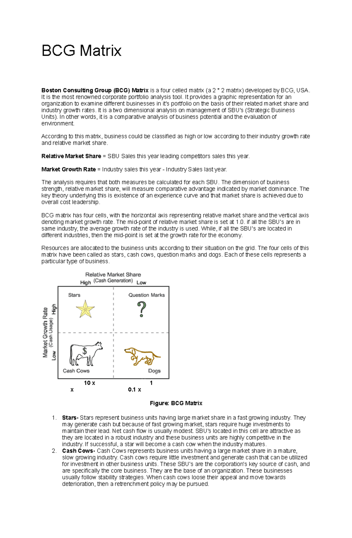 Strat. Management BCG Matrix - BCG Matrix Boston Consulting Group (BCG ...