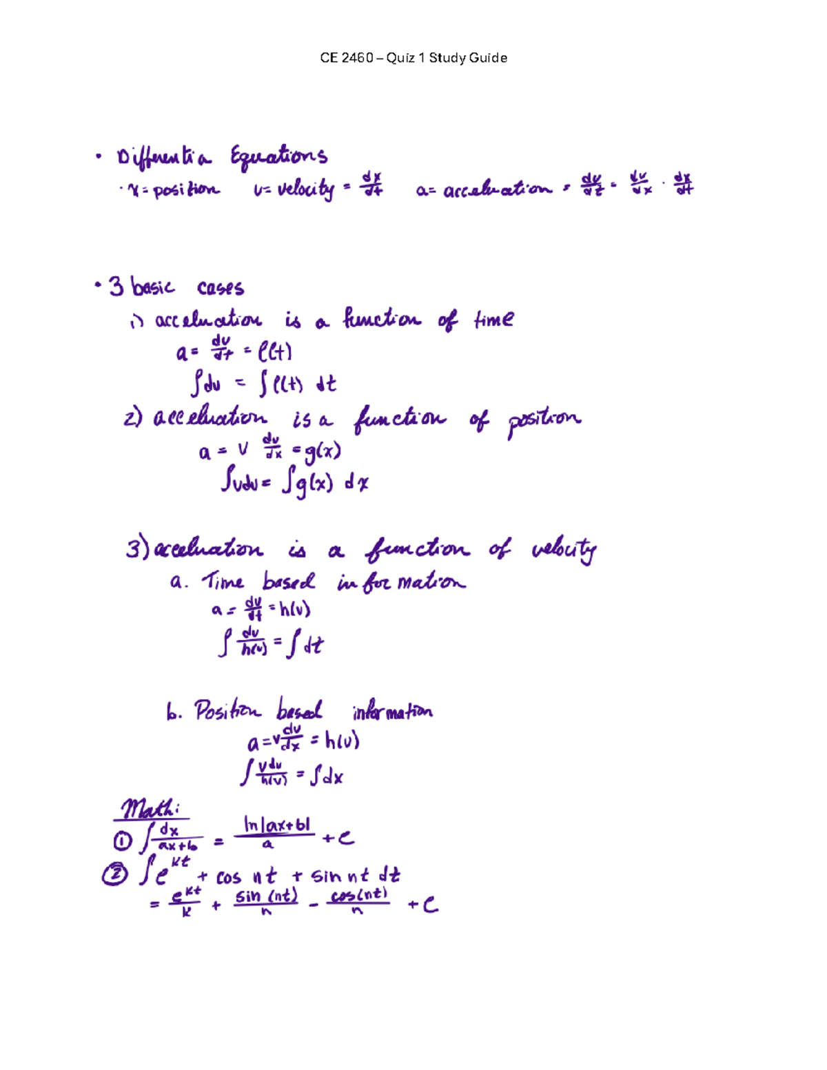 Quiz 1 Study - CE 2460 - Studocu