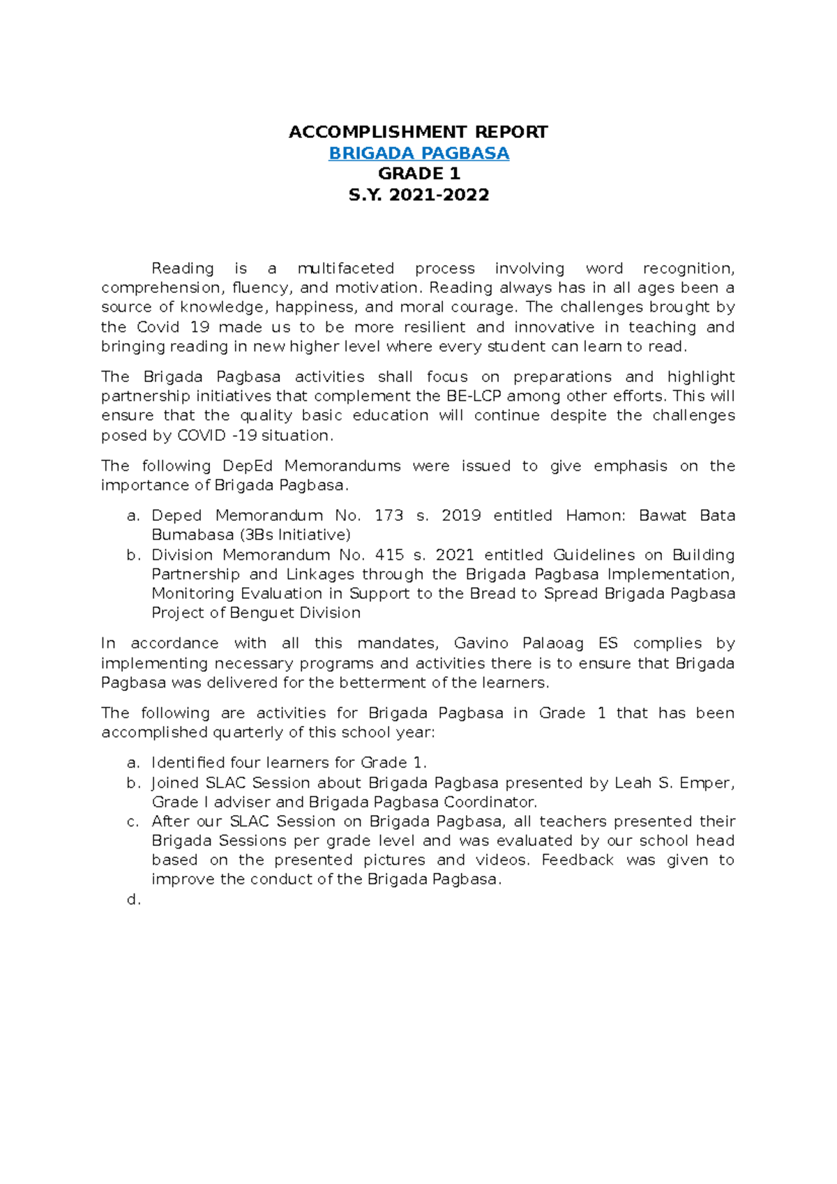 Accomplishment Report Format Illinois Natural History Survy With