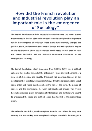 How did the French revolution and Industrial revolution play an ...