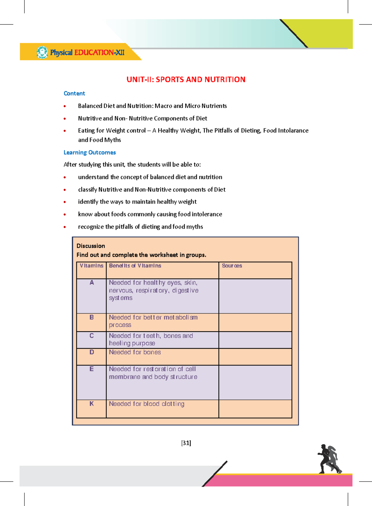 Sports AND Nutrition - UNIT-II: SPORTS AND NUTRITION Content Balanced ...