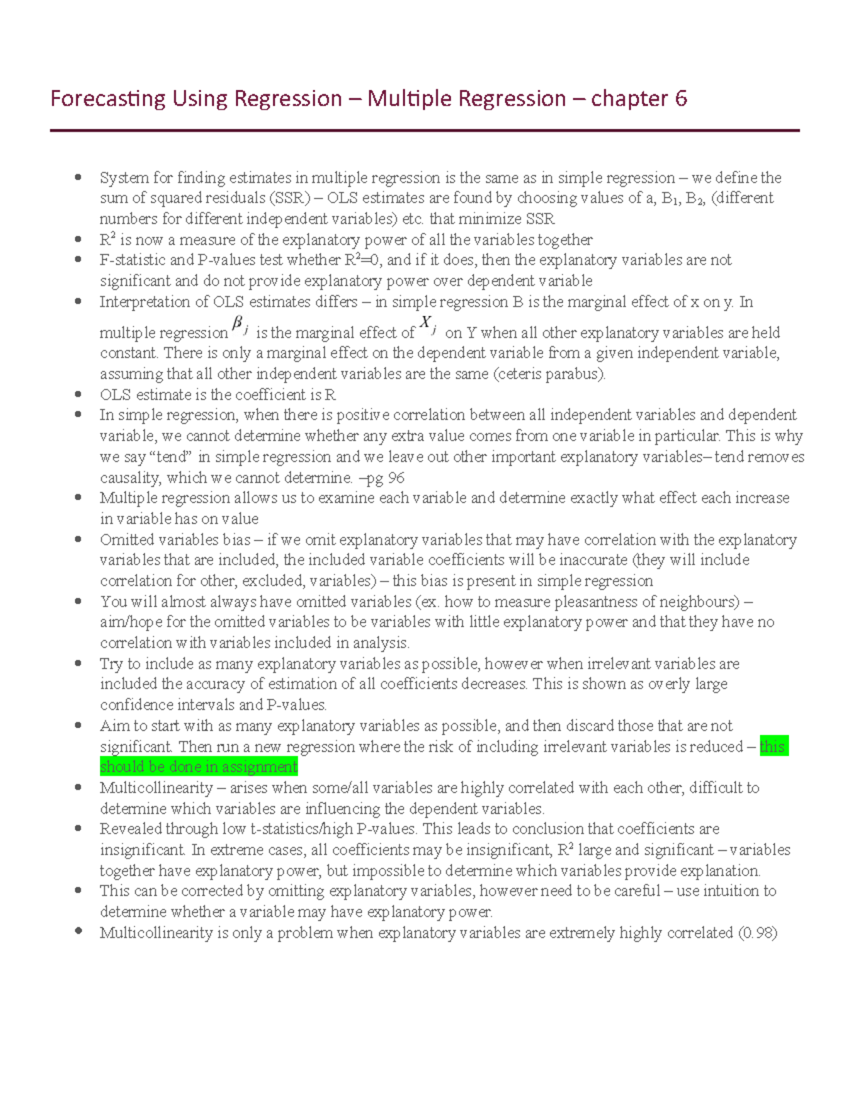 Wk 4 Notes - Multiple Regression - Forecasting and Business Analysis ...