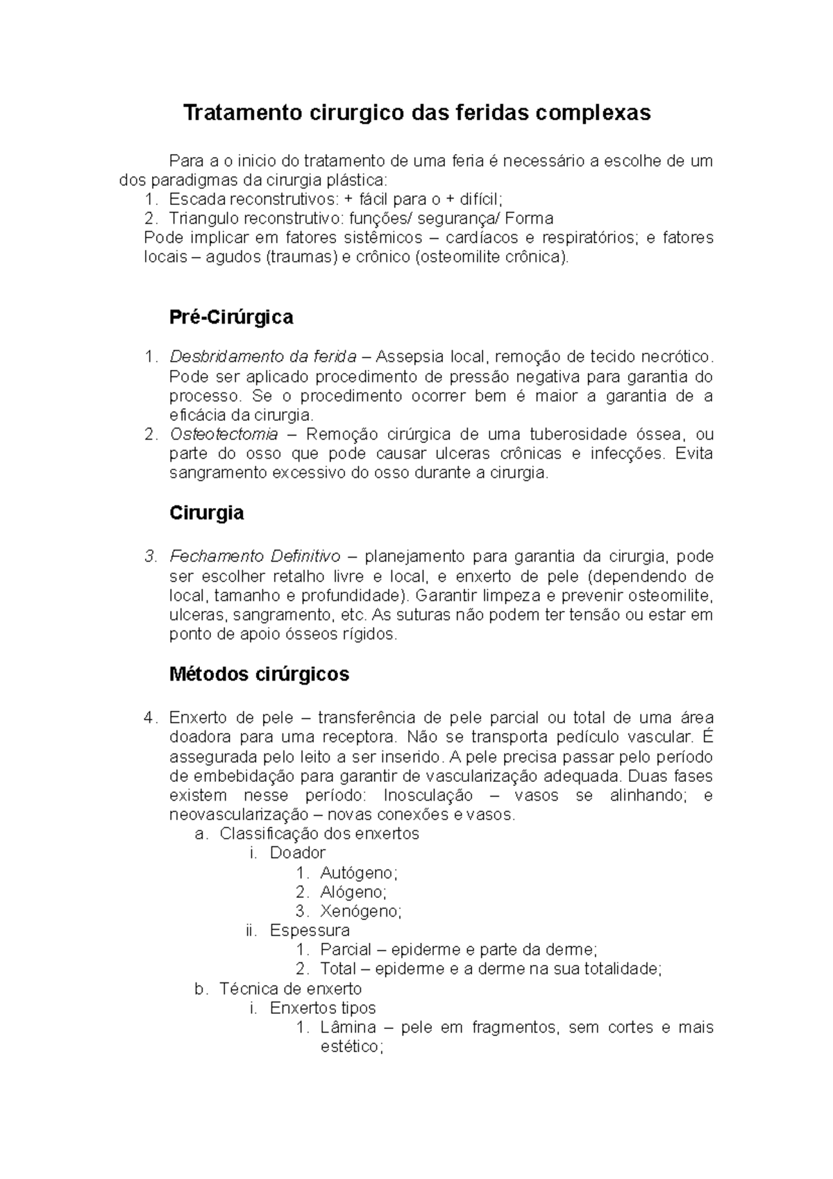 Tratamento cirurgico das feridas complexas - Pré-Cirúrgica ...