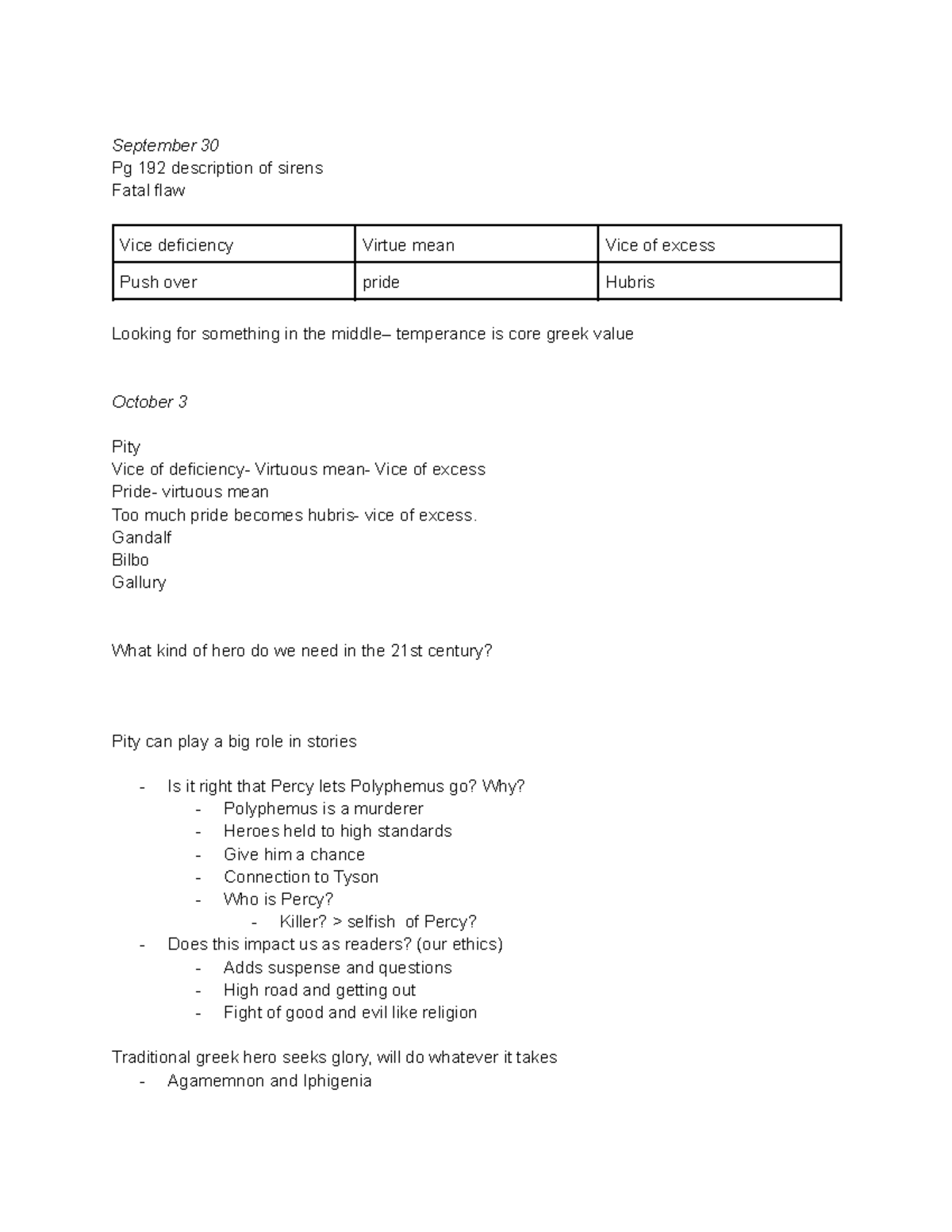 Religion lecture month 2 - September 30 Pg 192 description of sirens ...