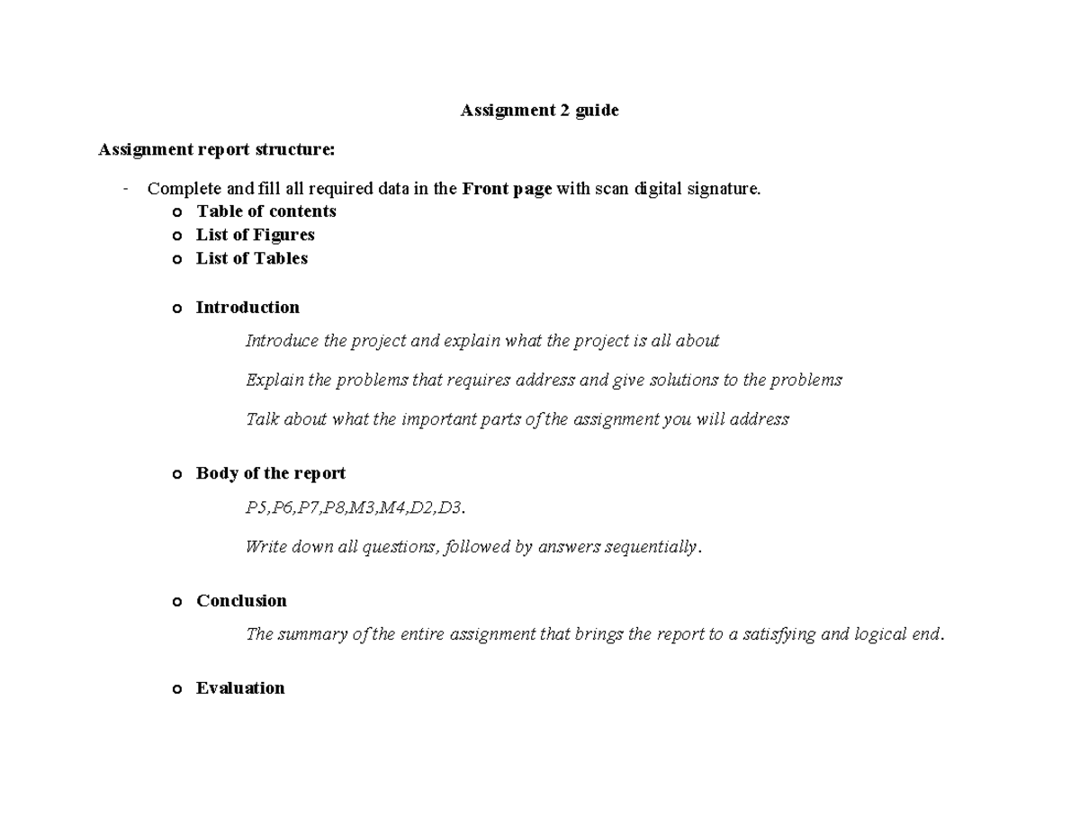 Unit 2 Networking ASM2 Guide - Assignment 2 guide Assignment report structure: - Complete and ...