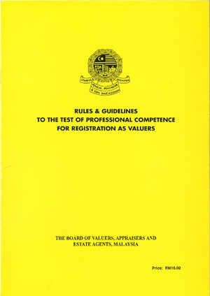 Valuers, Appraisers and Estate Agents Rules 1986 - Professional ...