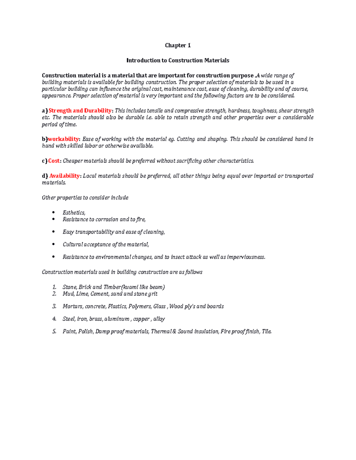 1 Construction Materials - Chapter 1 Introduction to Construction ...