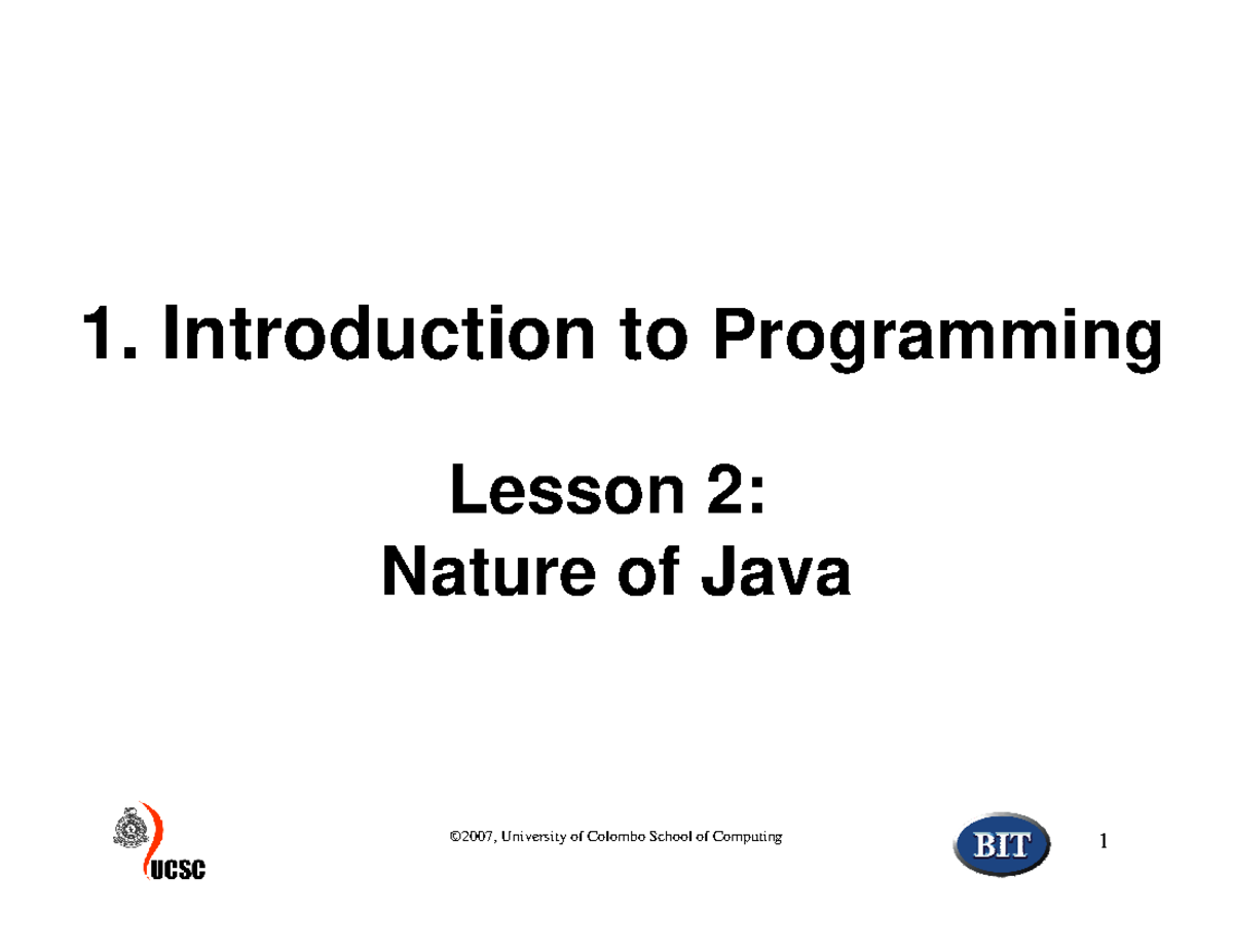 IT2203 Section 1 Lesson 2 - Introduction to computing - UoC - Studocu
