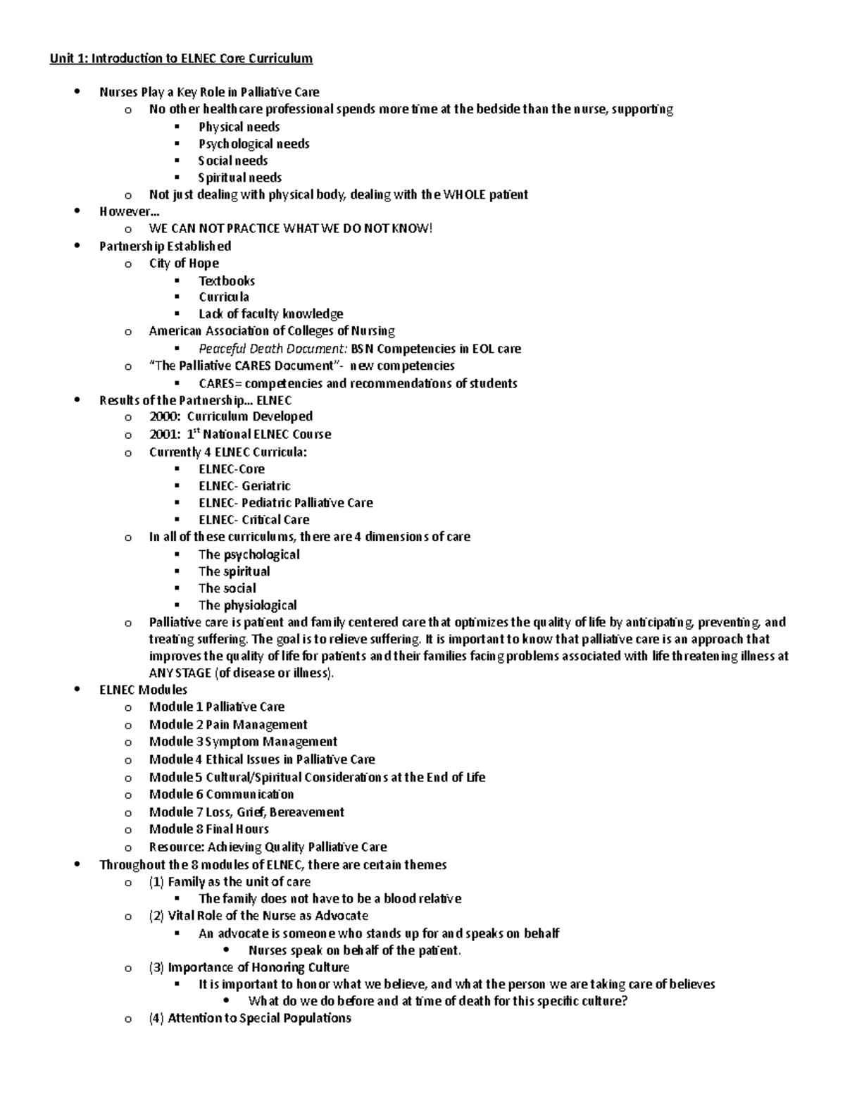 Unit 1 Notes - updated in 2022 - Unit 1: Introduction to ELNEC Core ...