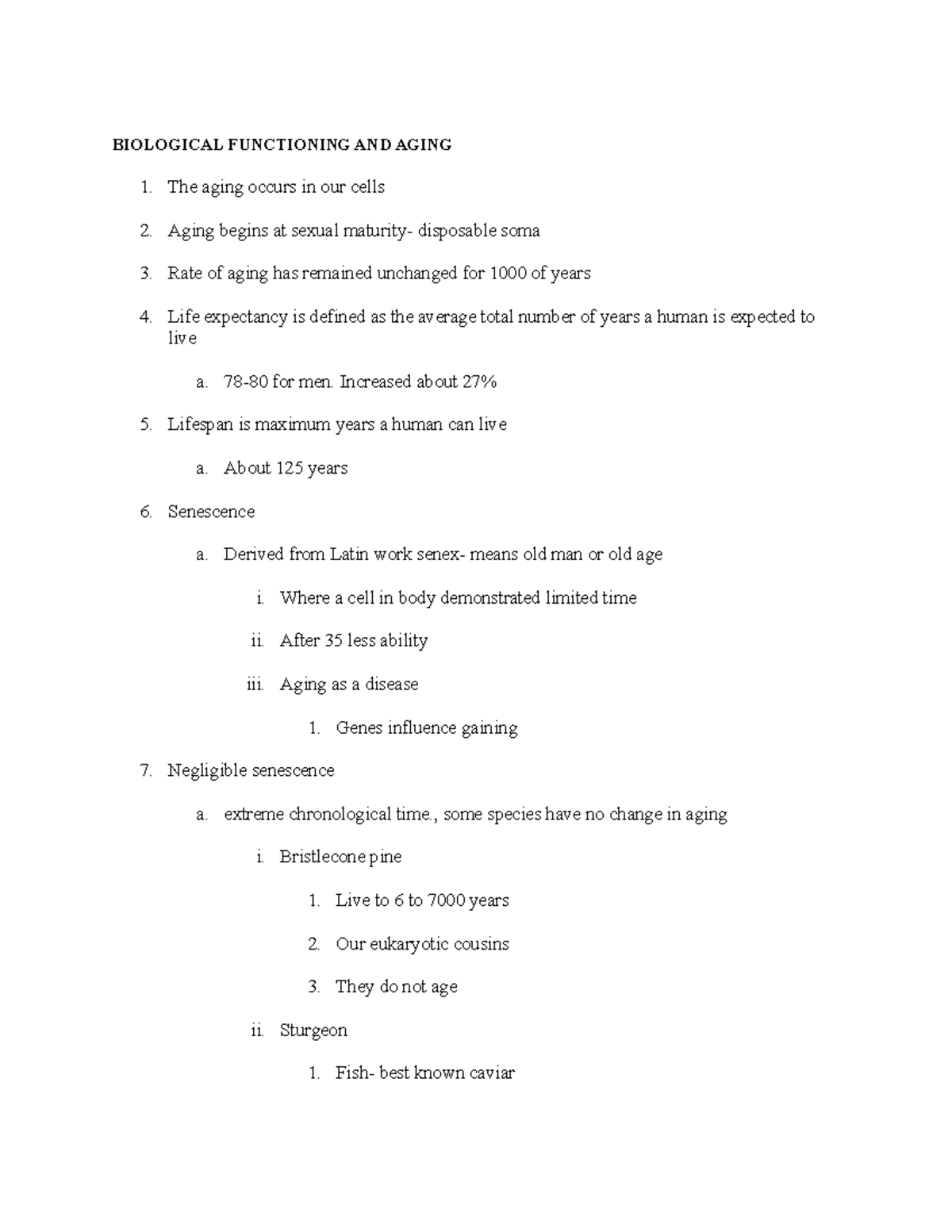 Biological Functioning AND Aging - BIOLOGICAL FUNCTIONING AND AGING 1 ...