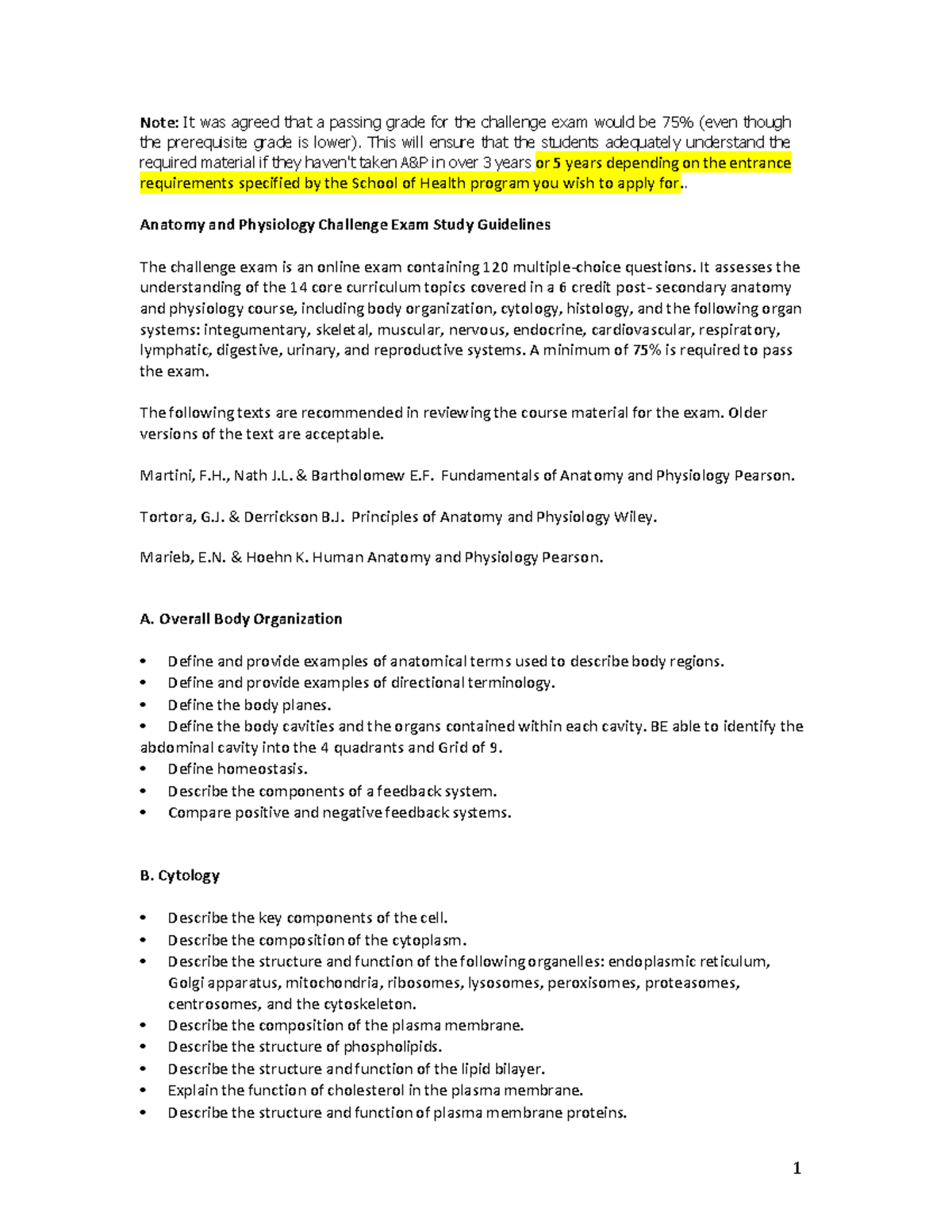 Bhsc 0020 exam guidelines 2023 2 - Note: It was agreed that a passing ...