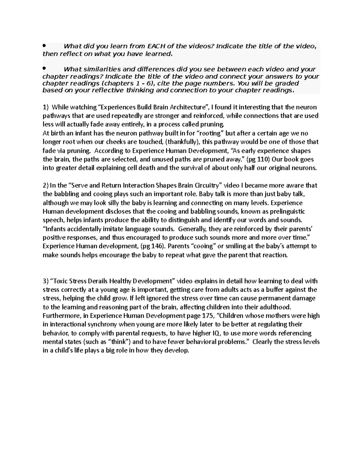 Journal entry - homework - What did you learn from EACH of the videos ...