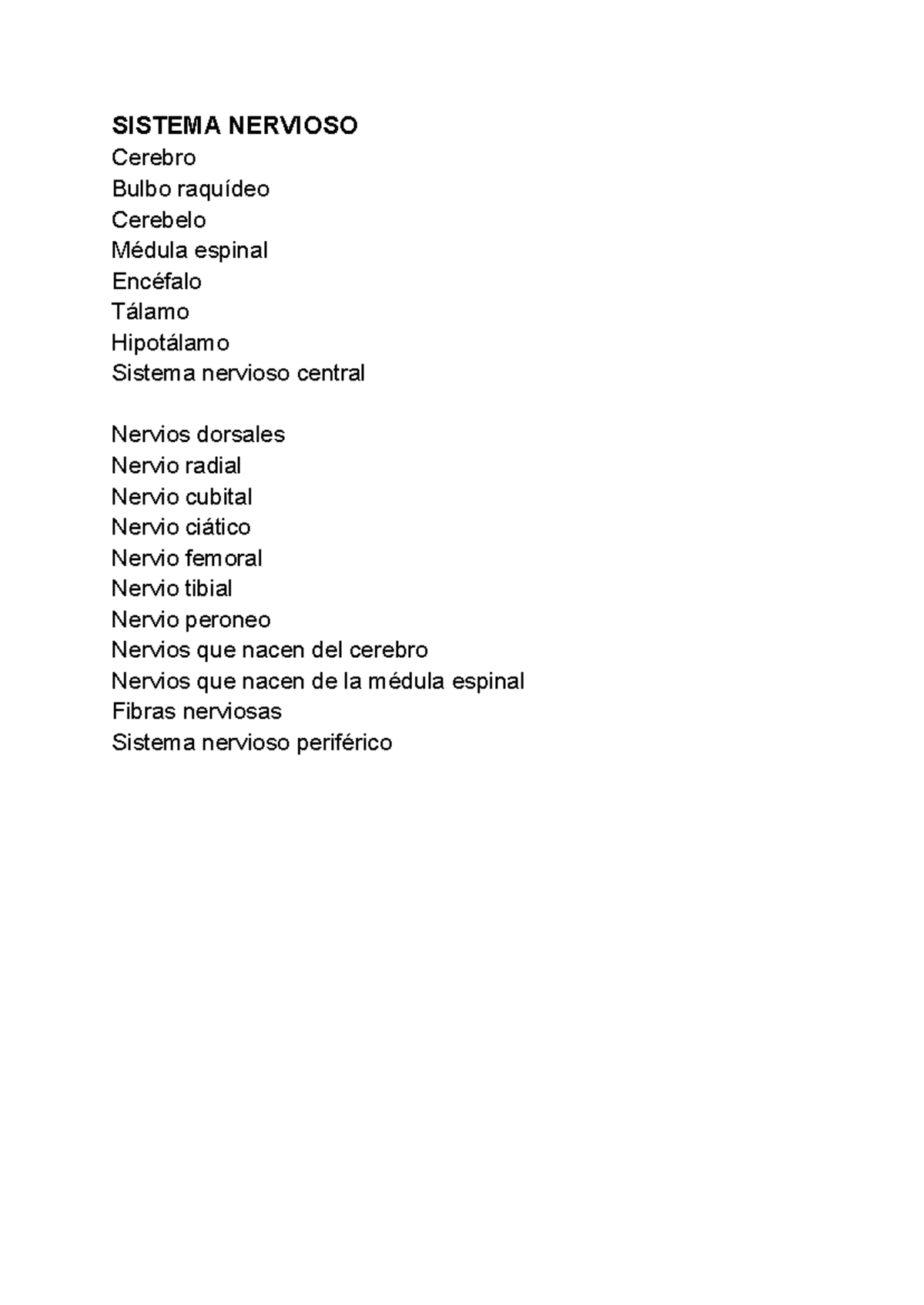 Sistema Nervioso - Anatomía - SISTEMA NERVIOSO Cerebro Bulbo raquídeo ...