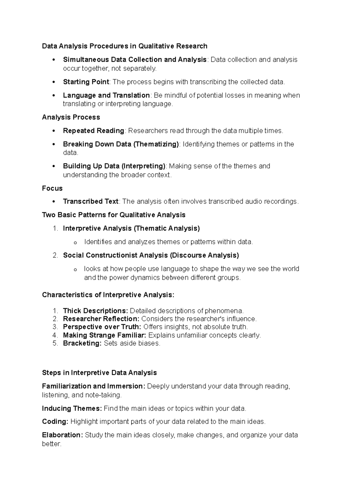 Lecture 4 quali - Data Analysis Procedures in Qualitative Research ...