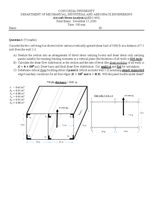 Assignment#1 copy - Assignment 1 for AERO 486 - AIRCRAFT STRESS ANALYSIS AERO 486, ASSIGNMENT 1 ...