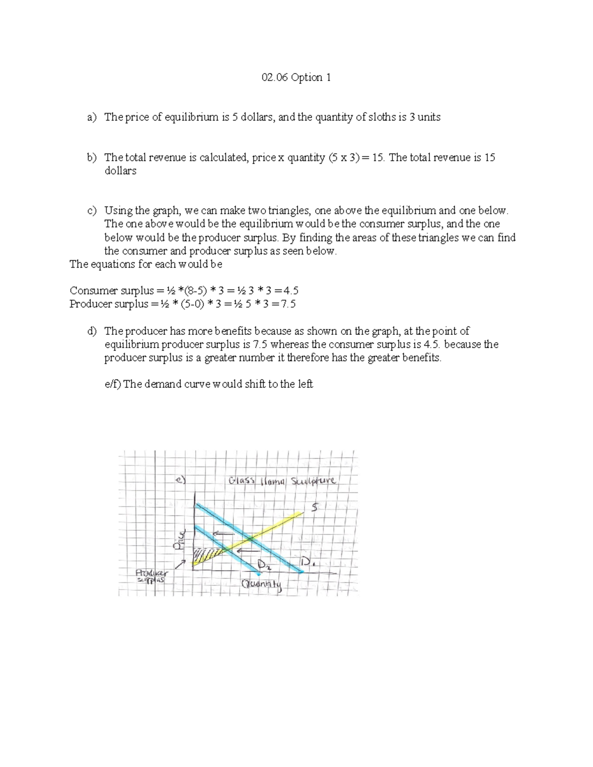 02.06 option 1 - Homewrok problems - 02 Option 1 a) The price of ...