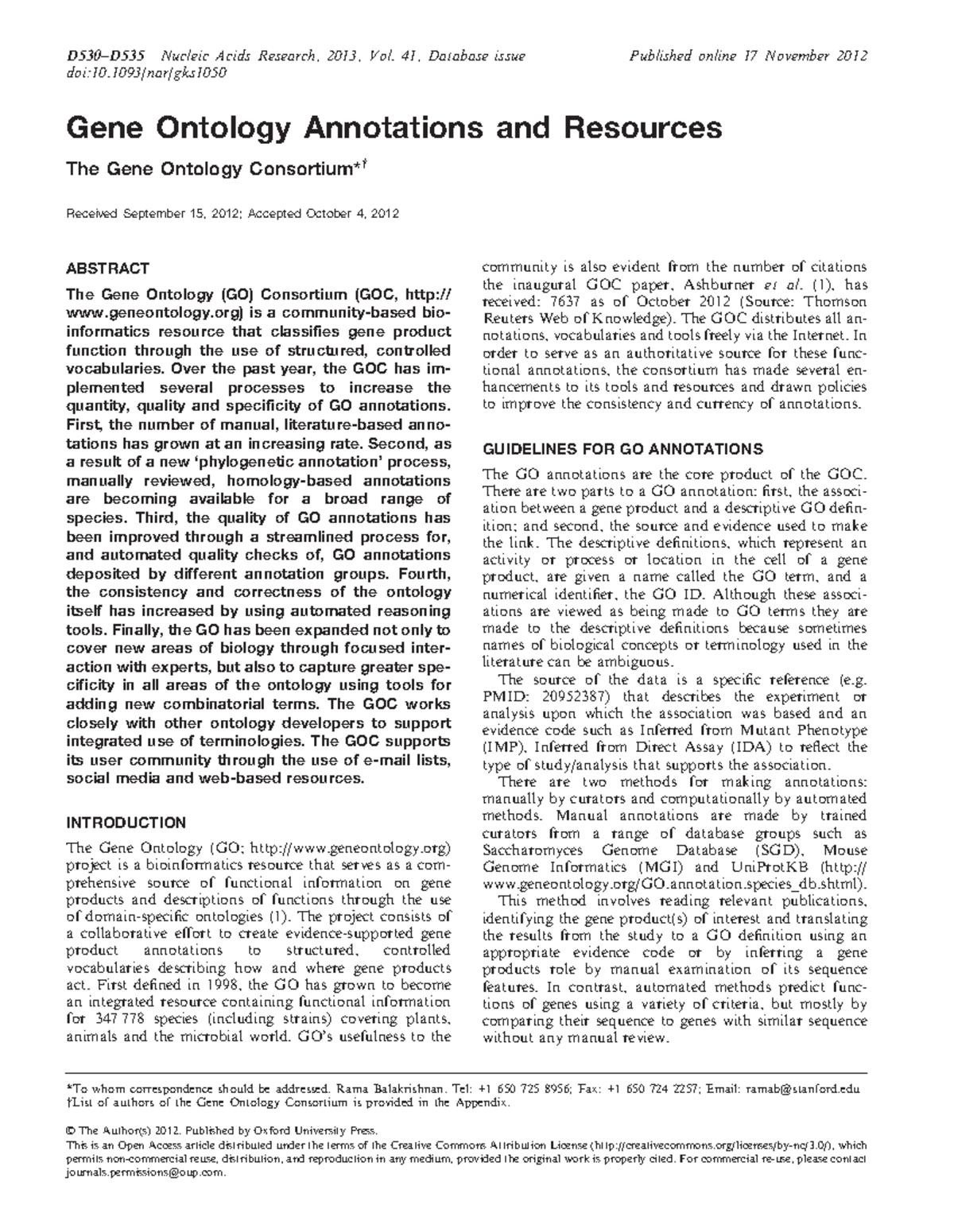 Bahler Gene Ontology annotations and resources - Gene Ontology ...