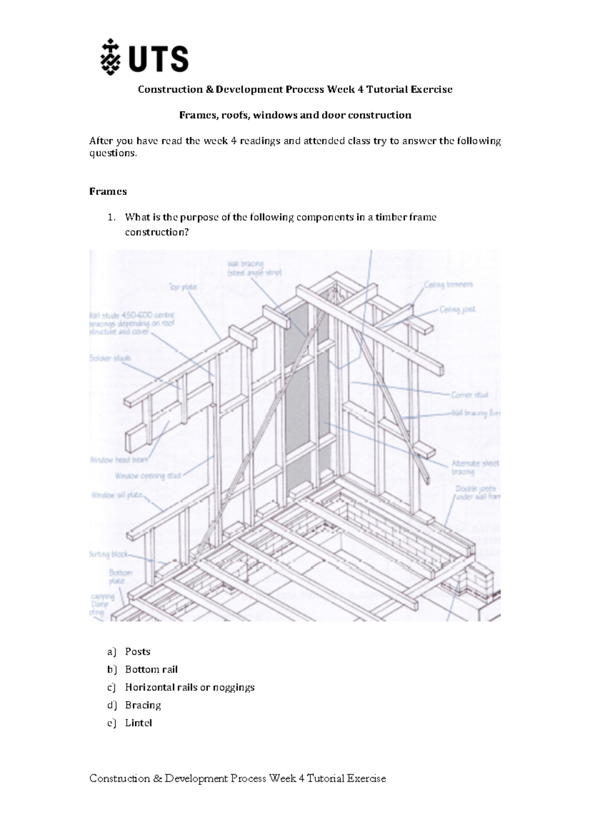 Construction - Development Process Tute exercise W4 Questions ...