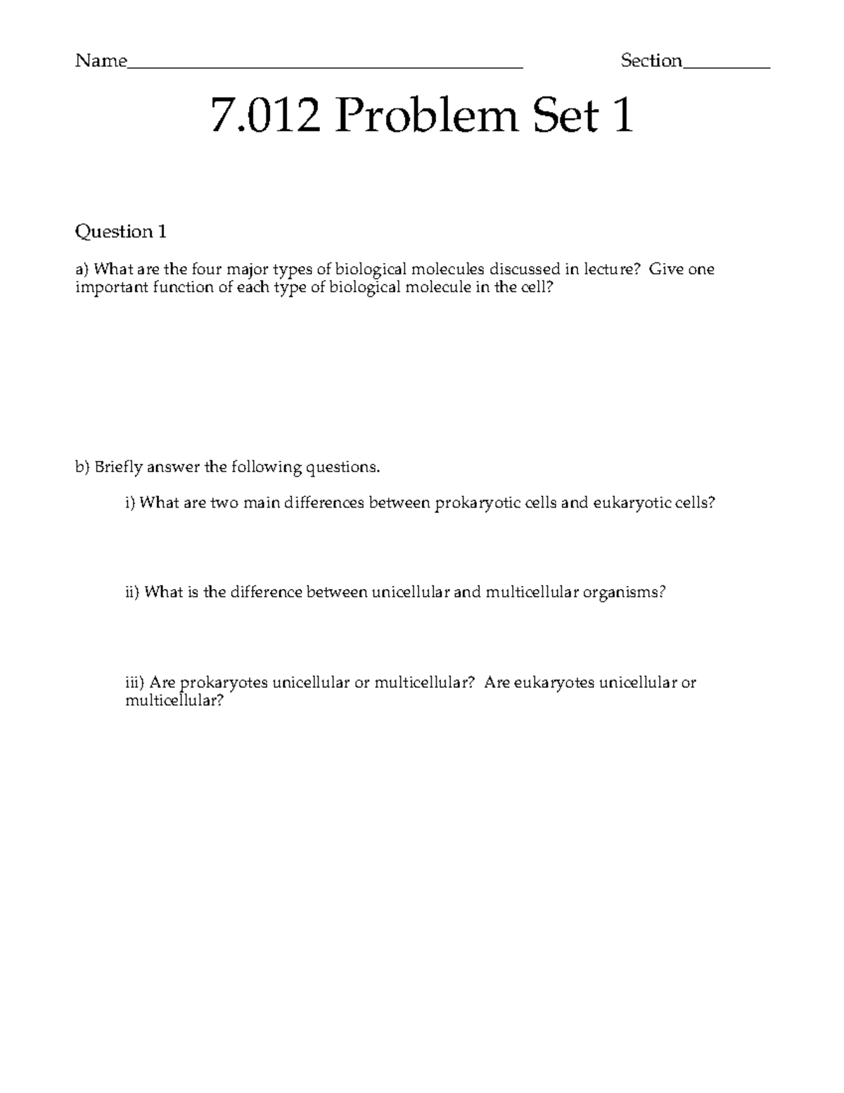 Problem Set 1 - 2021-2022 Biology Assignment - Name