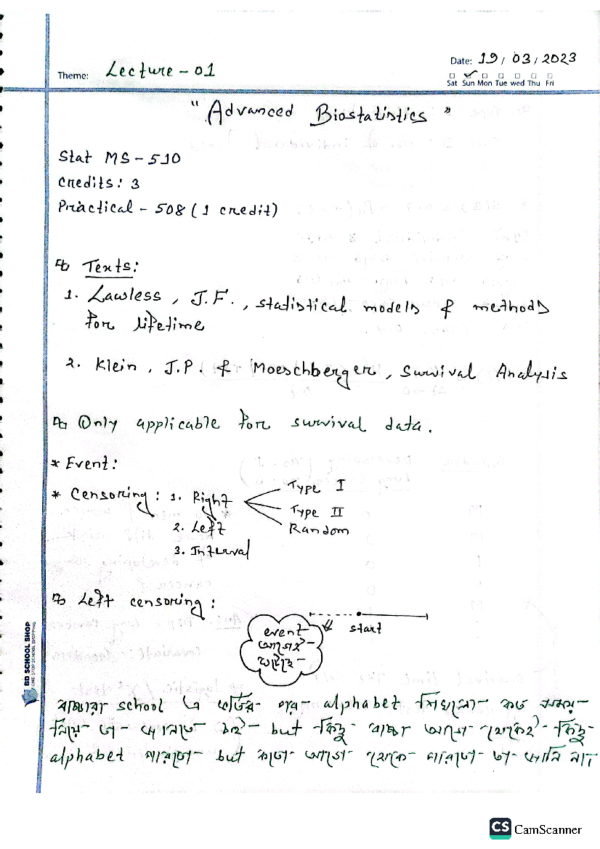 Advanced Biostatistics - Applied Statistics - Studocu