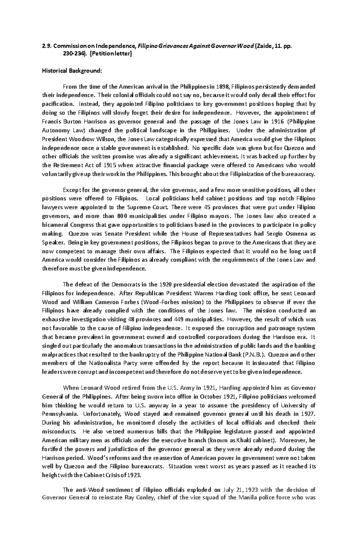 RIPH - Week 8 - riph - 2. Commission on Independence, Filipino ...