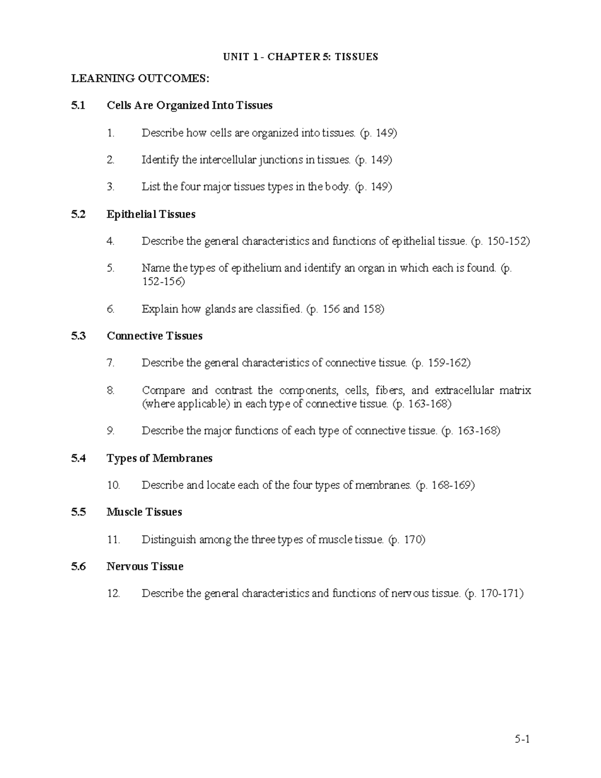 Ch 5 outline - chapter 5 - LEARNING OUTCOMES: 5 Cells Are Organized ...