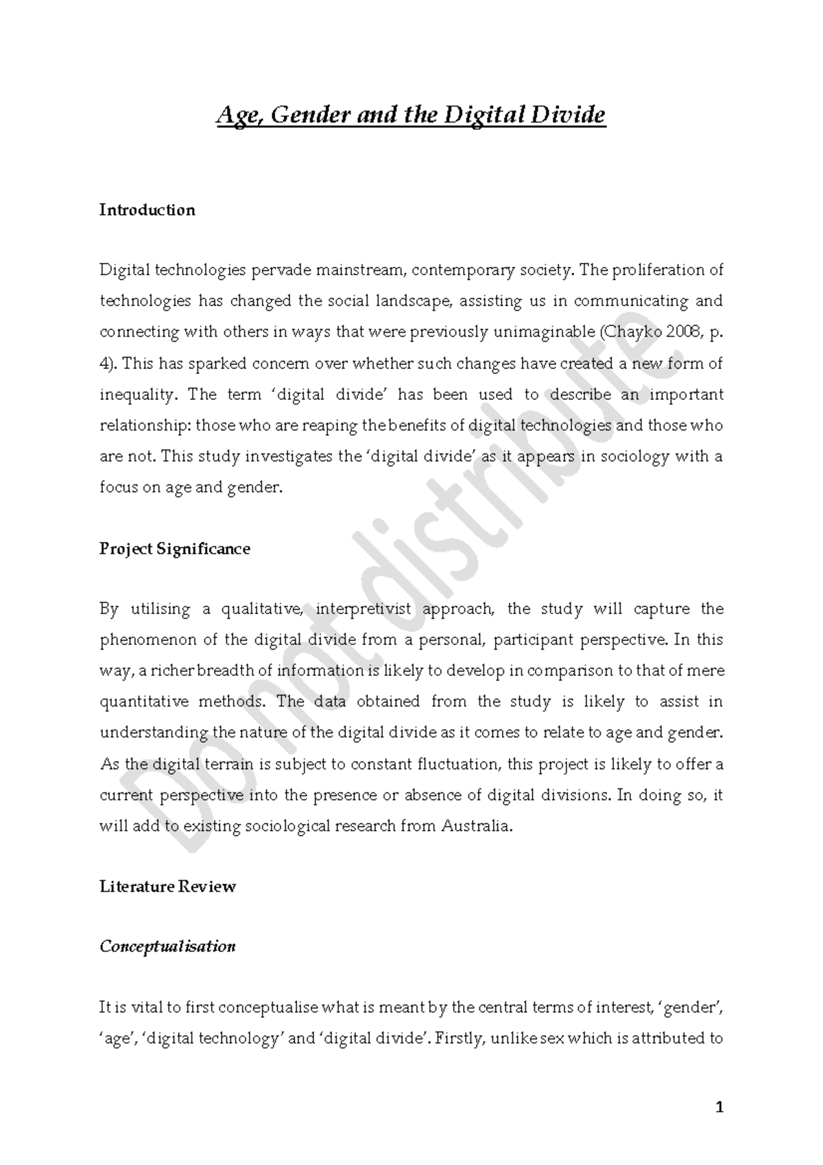 Sample report digital divide HD1 - Age, Gender and the Digital Divide ...