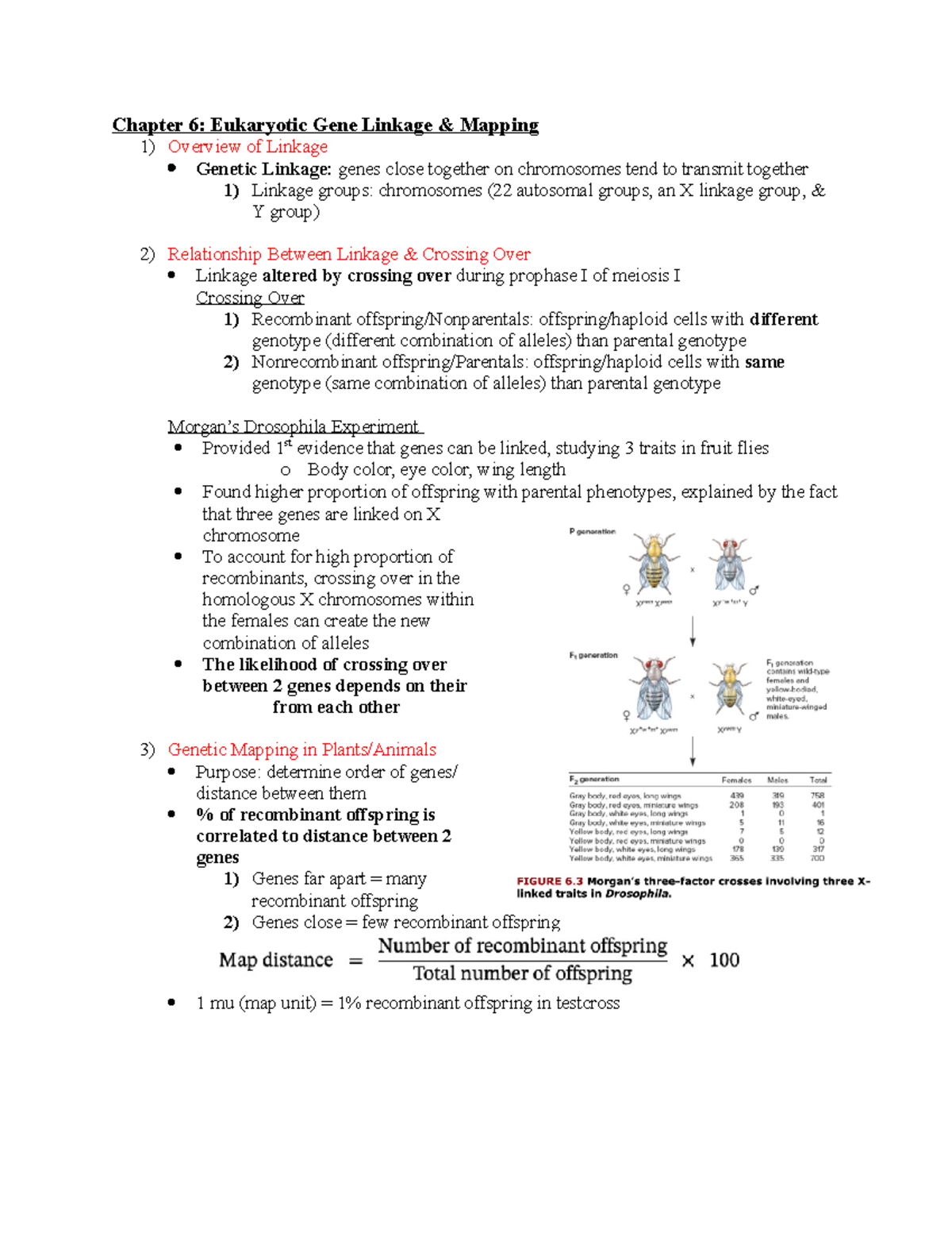 Exam 2 Review Ch 6, 7, 14, 15-6 - Chapter 6: Eukaryotic Gene Linkage ...