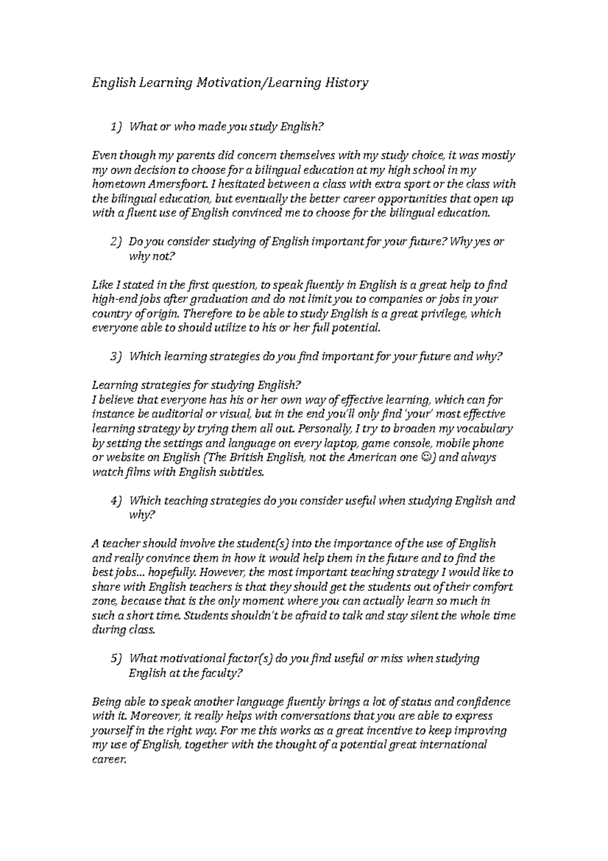 English for IB -English learning motivation and history - English ...