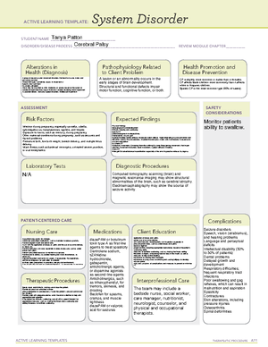 SIDS - System disorder sheet - ACTIVE LEARNING TEMPLATES System ...