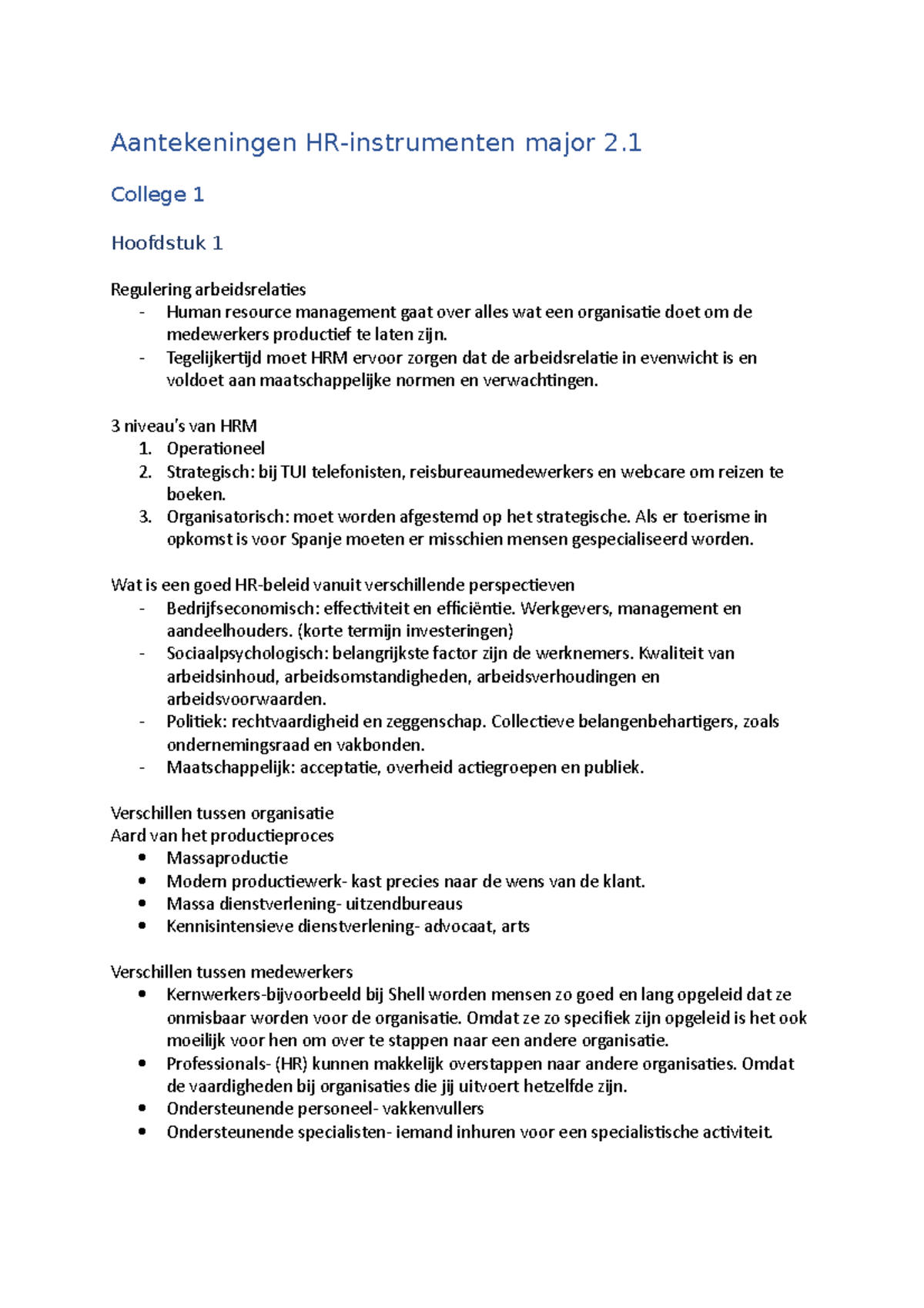 Aantekeningen HR instrumenten - Aantekeningen HR-instrumenten major 2 ...
