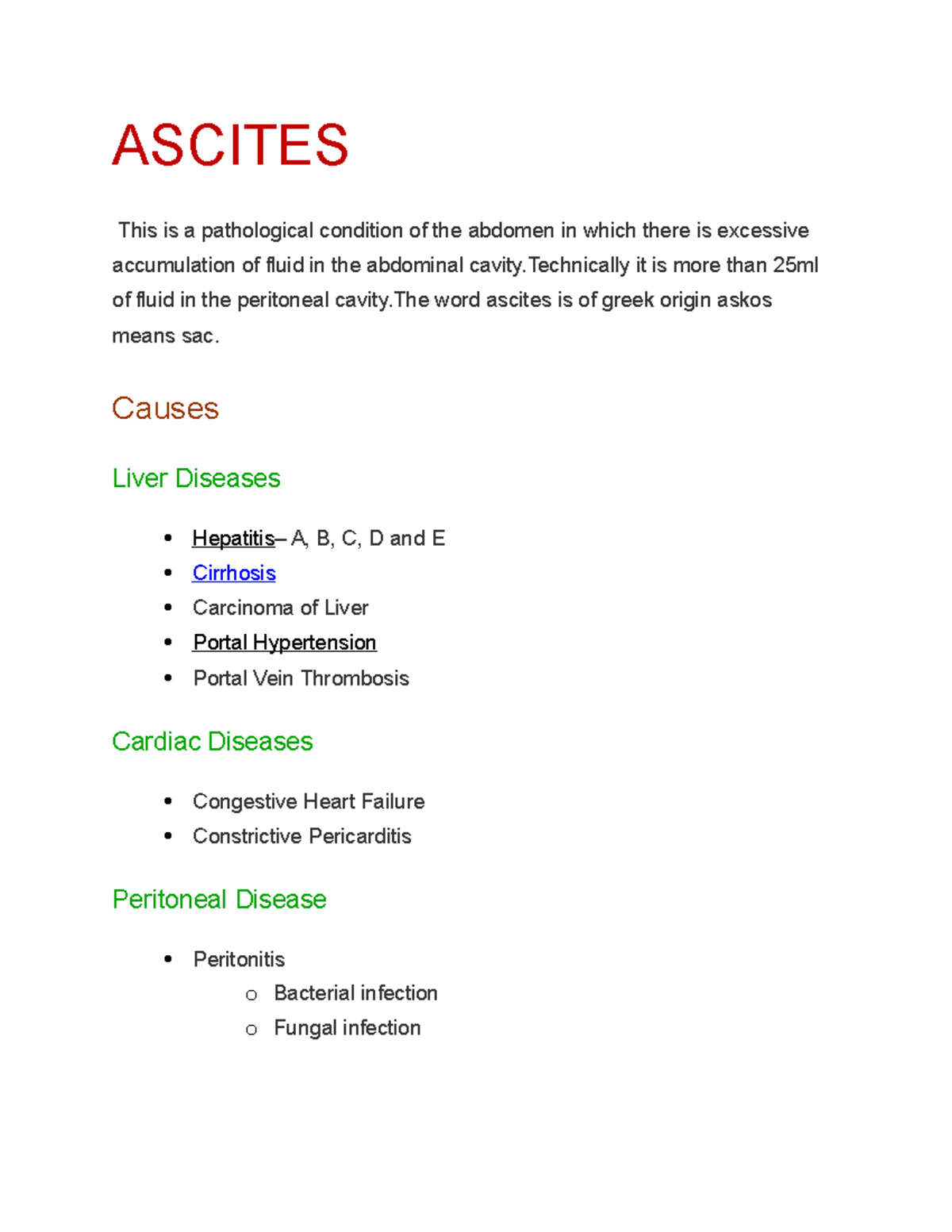 Notes on Ascites - Bachelor of Ayurveda medicine and surgery - KUHS ...