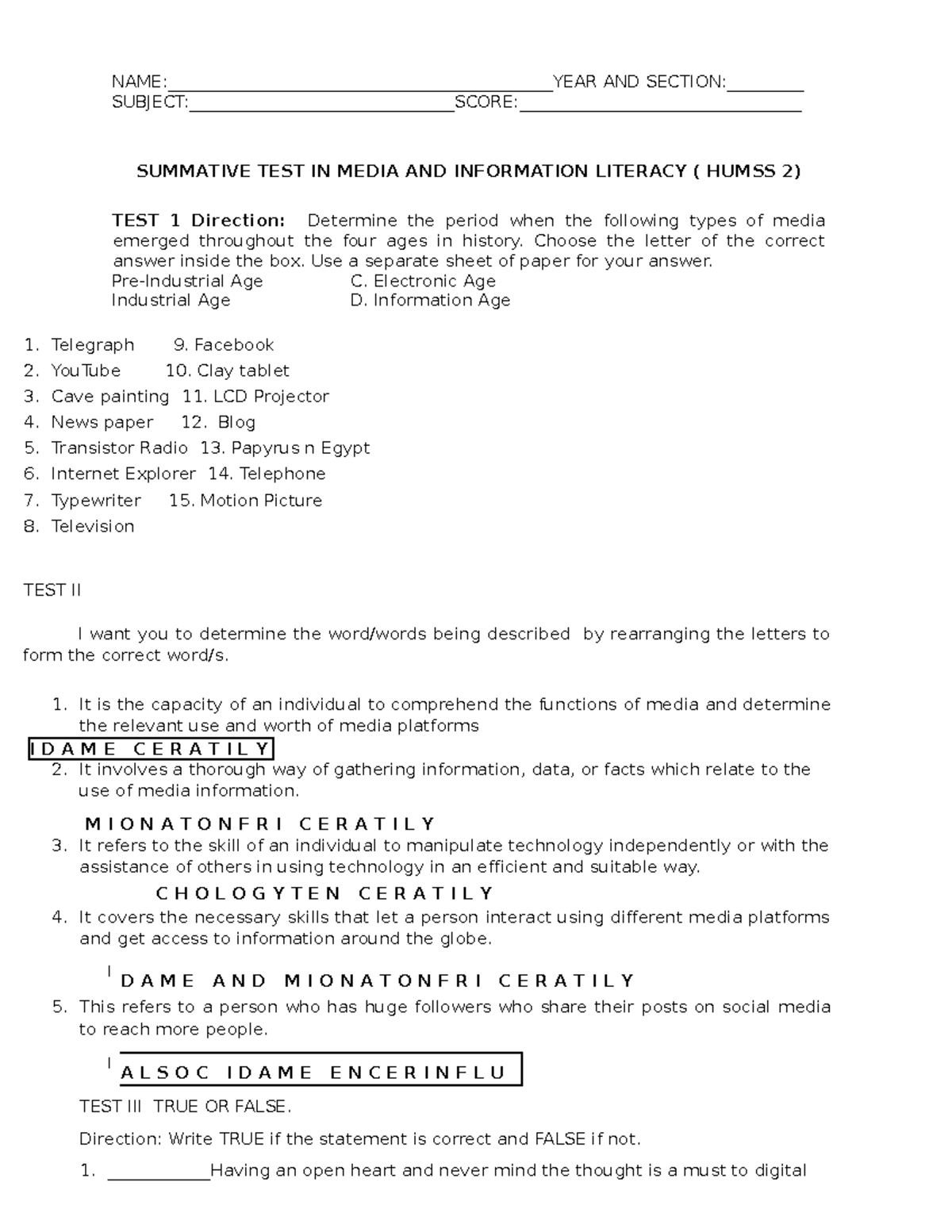 Summative TEST - Test - NAME:____________________________________YEAR ...