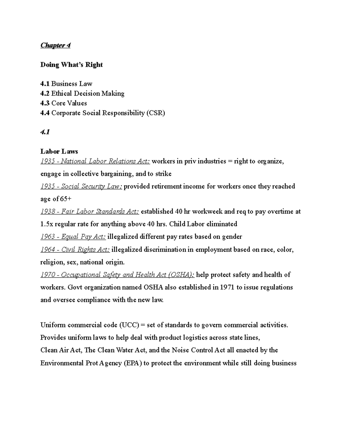 Management Ch 4 - Chapter 4 Doing What’s Right 4 Business Law 4 Ethical ...