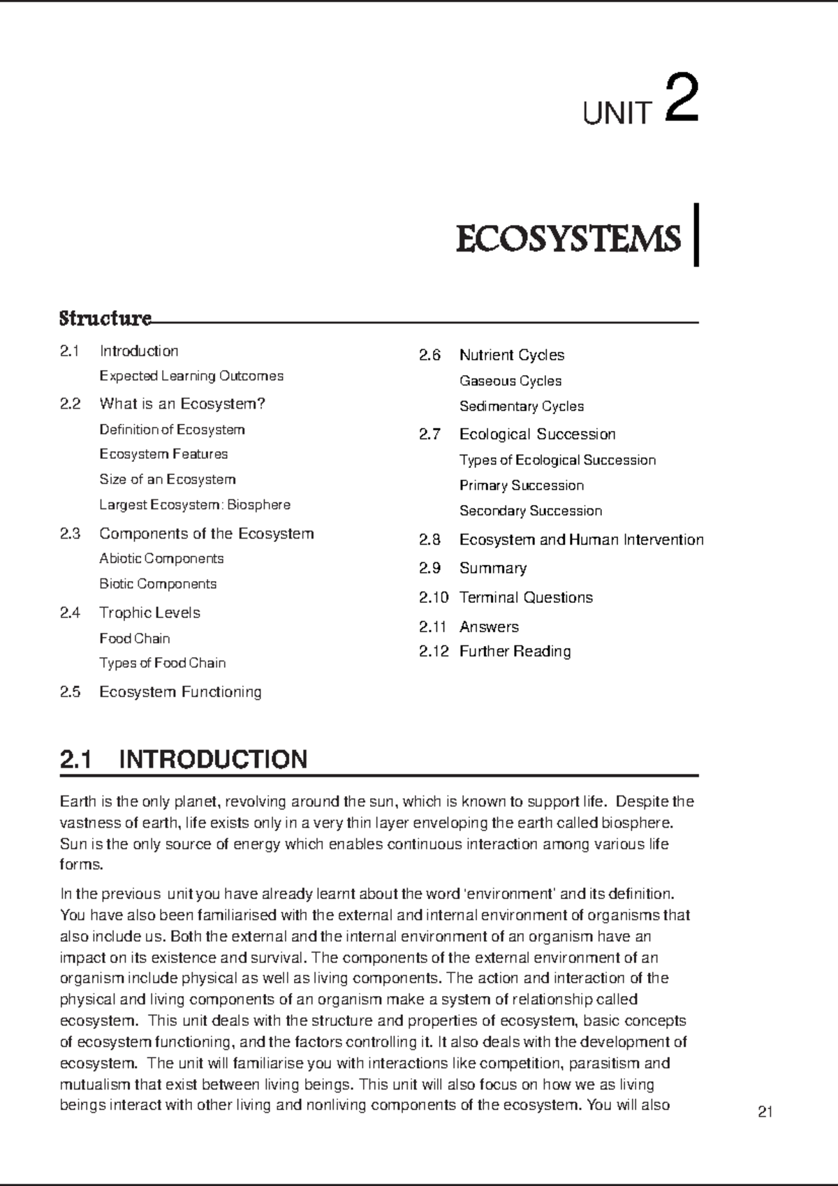Unit2 - Evs topic - Unit 2 Ecosystems - Studocu