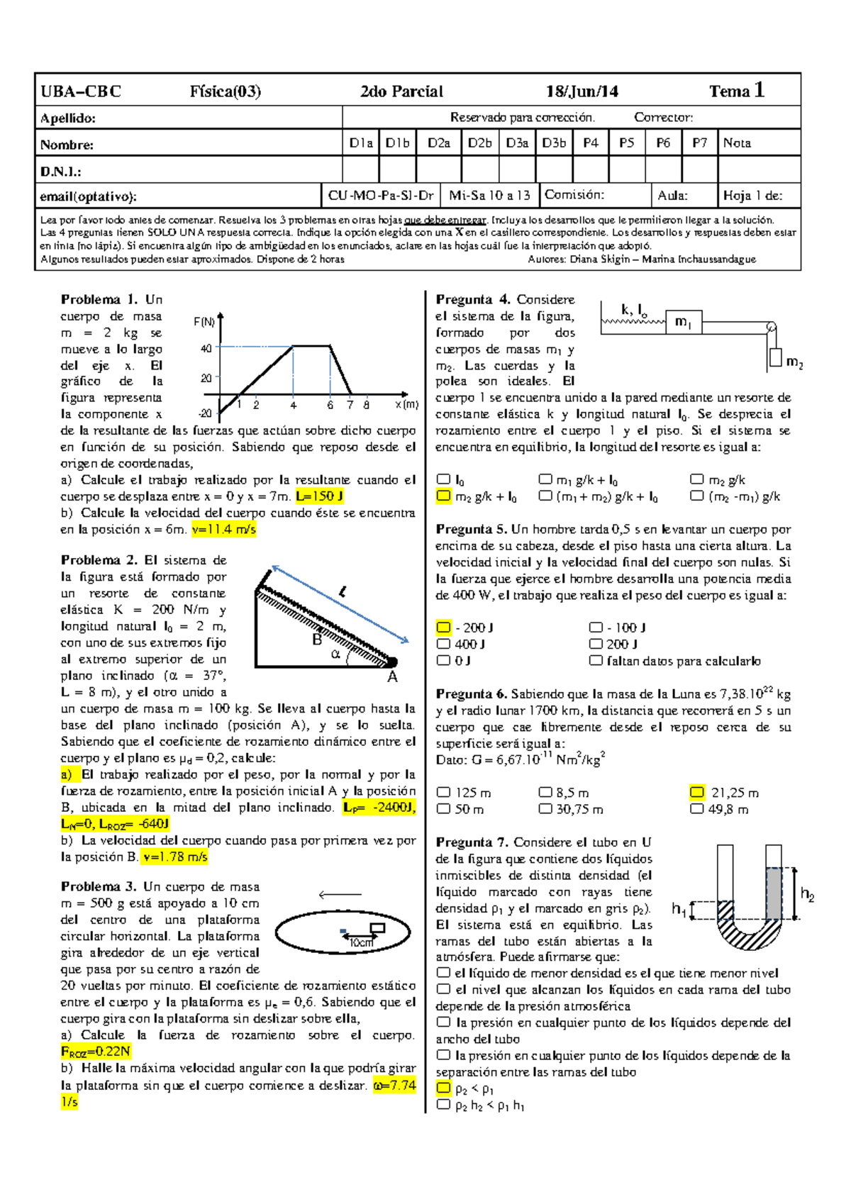 03 Pa2 1-c 14 682 T1 grilla - UBA–CBC Física(03) 2do Parcial 18/Jun/14 ...